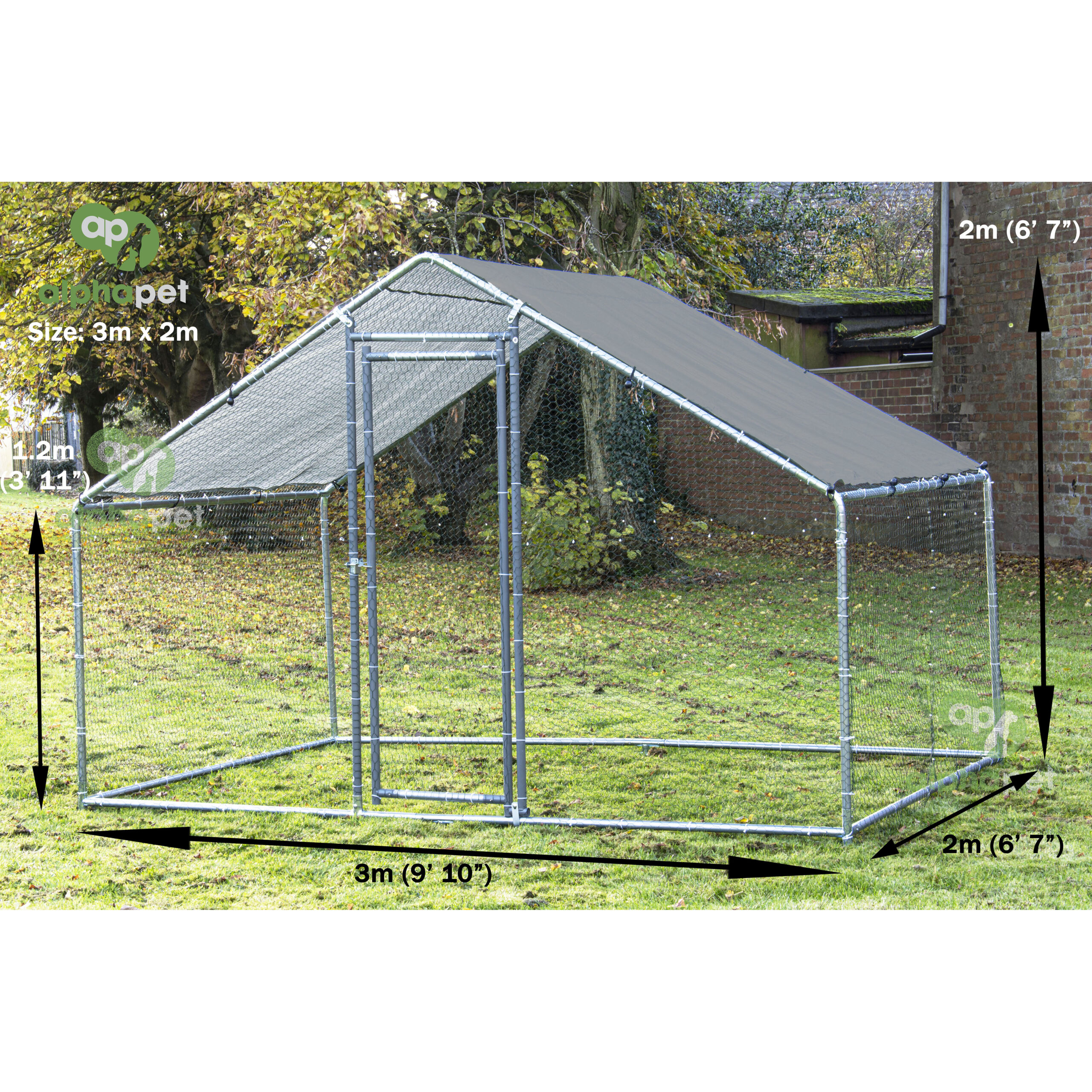 Alphapet® 3m x 2m (32mm) Heavy Duty Walk In Galvanised Steel Chicken ...