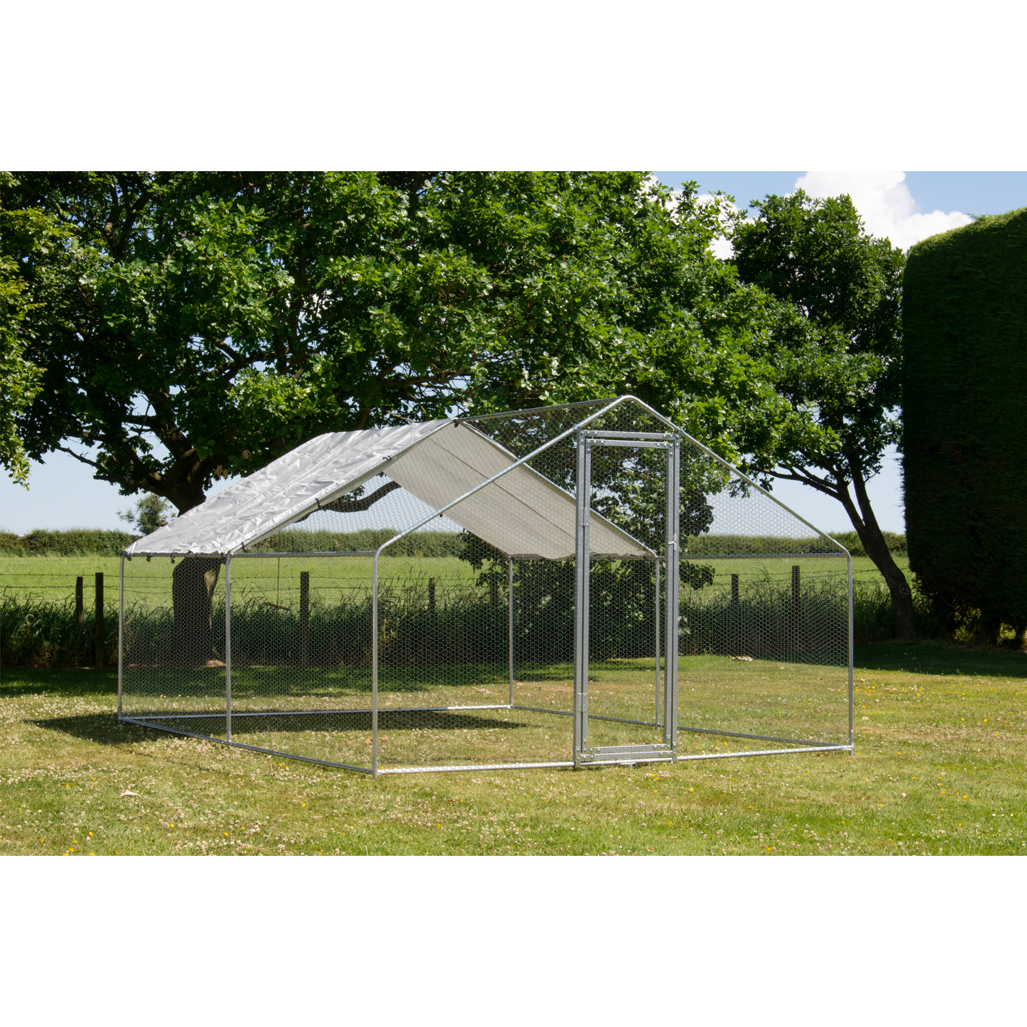Alphapet® 3m x 4m (25mm) Walk In Galvanised Steel Chicken Run Coop ...