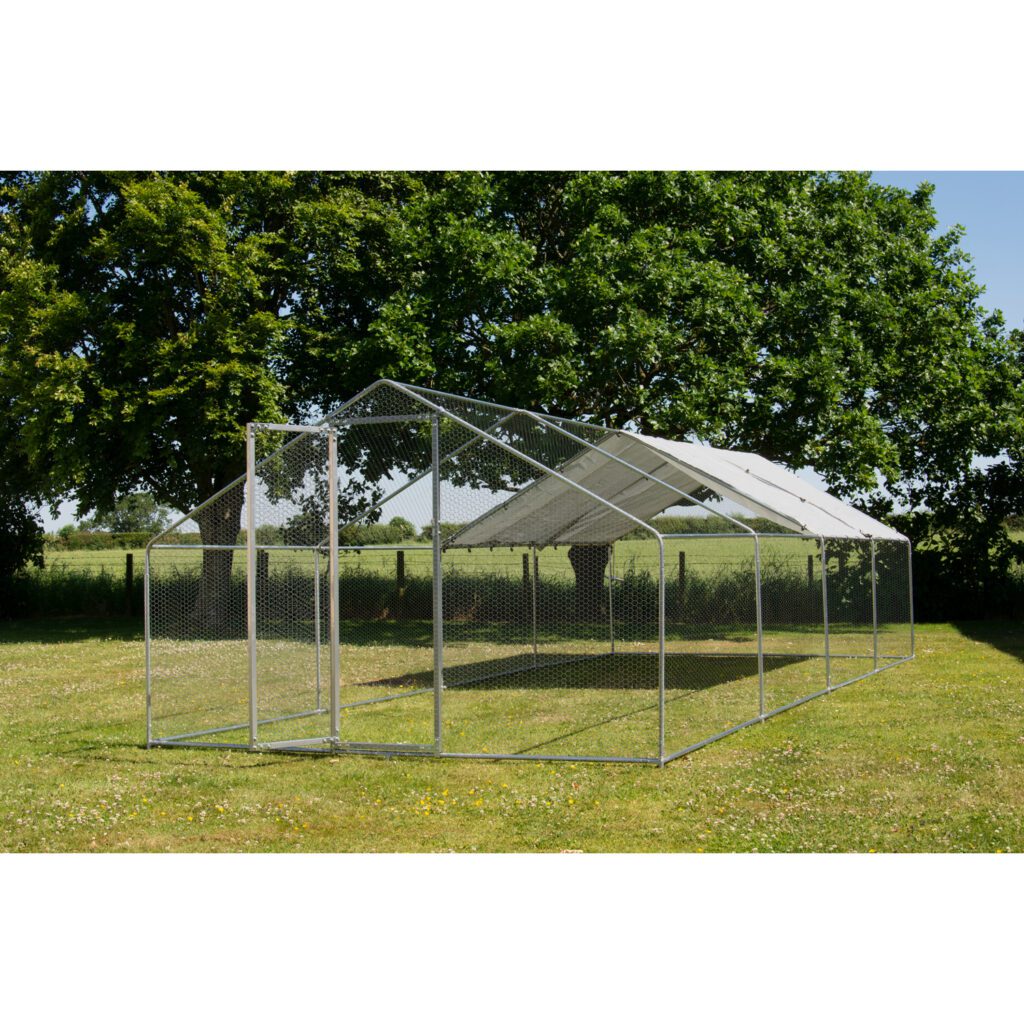 Alphapet® 3m x 8m (25mm) Walk In Galvanised Steel Chicken Run Coop ...